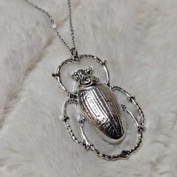 Handmade | Jewelry | Gothic Silver Scarab Beetle Charm On A Silver ...